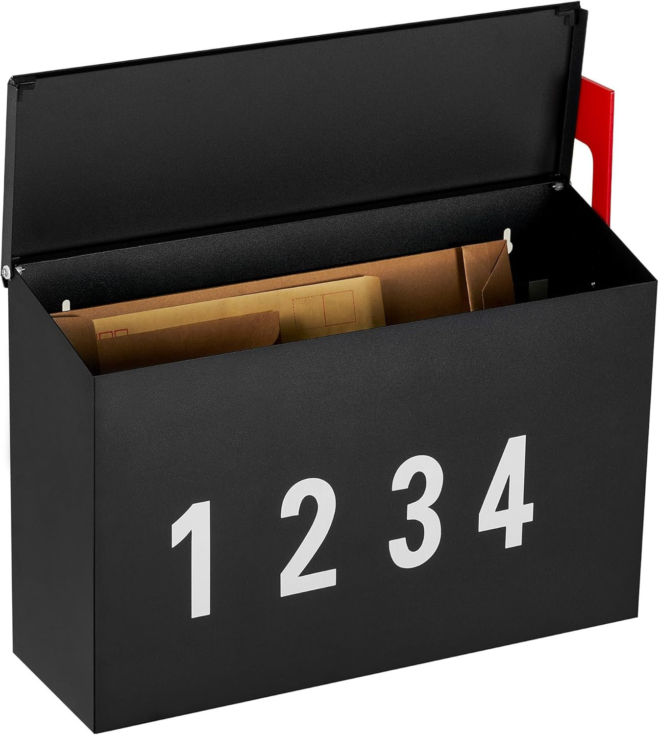 LinsCraft Wall-Mount Mailbox With One Flag Kit And Three Sets Of 0-9 ...