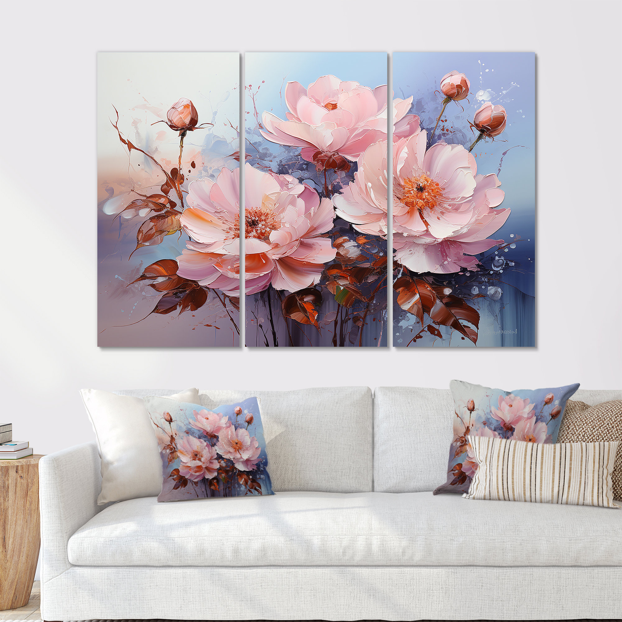 Red Barrel Studio Beige Pink Roses Burgeon I - Flower Field Wall Art ...
