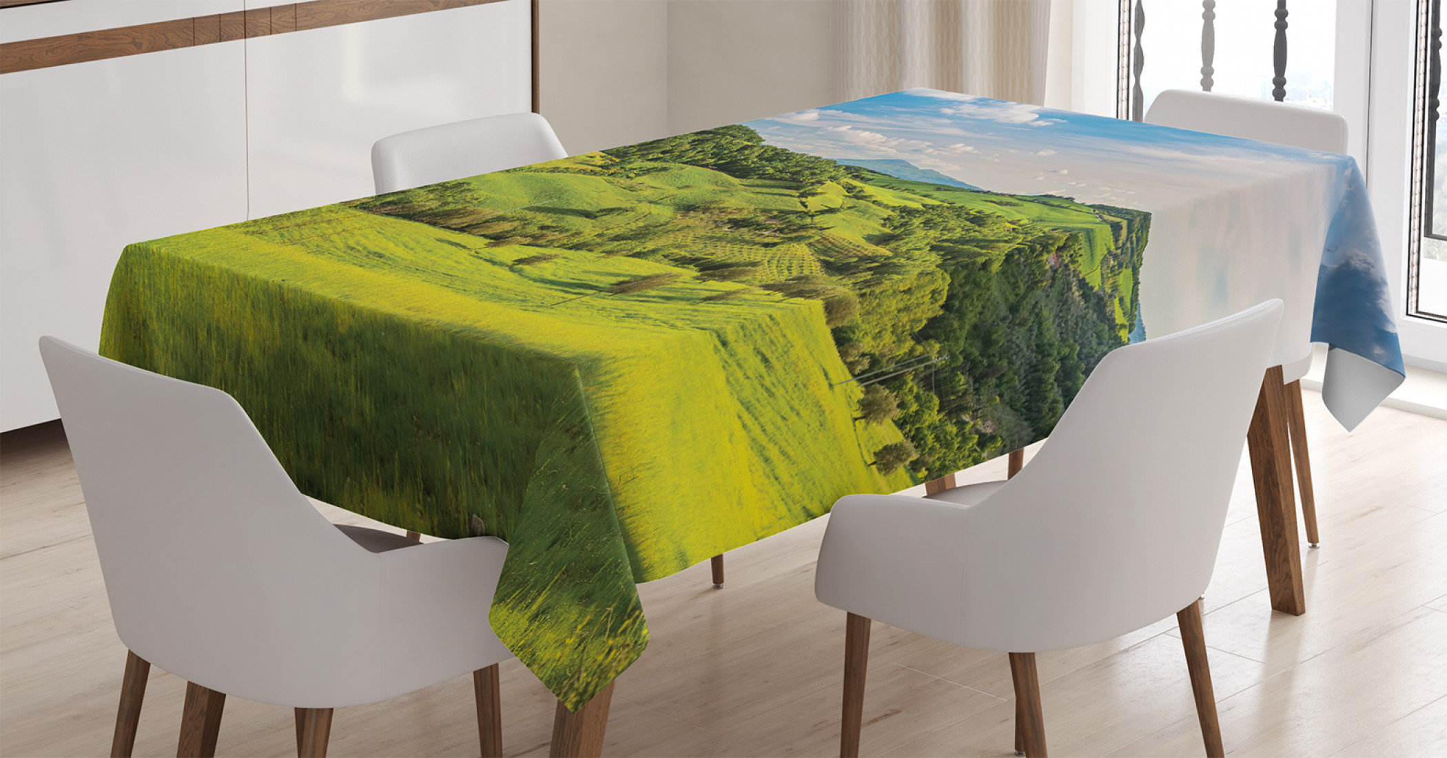 East Urban Home Ambesonne Tuscany Tablecloth, Tuscany Italy Sunlight ...