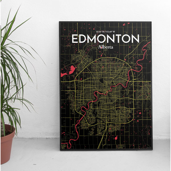 OurPoster.com 'Edmonton City Map' Graphic Art Print Poster - Wayfair Canada
