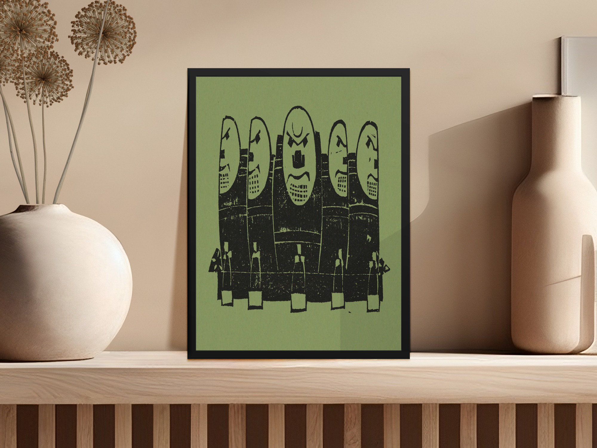 Brayden Studio Aggressive Looking Figures Black and Green Wall Decor ...