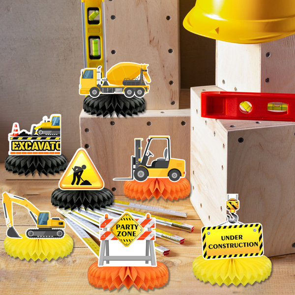 The Party Aisle™ 9 pcs Construction Honeycomb Centerpieces ...