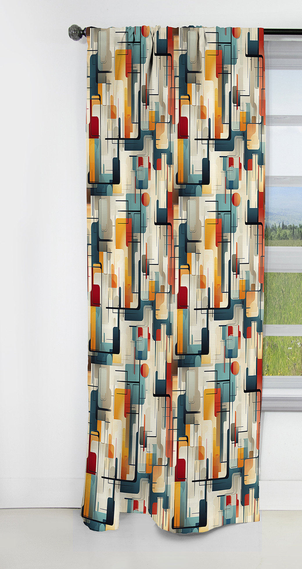 Design Art Urban Reflections IV - Abstract Curtain - Blackout Geometric ...