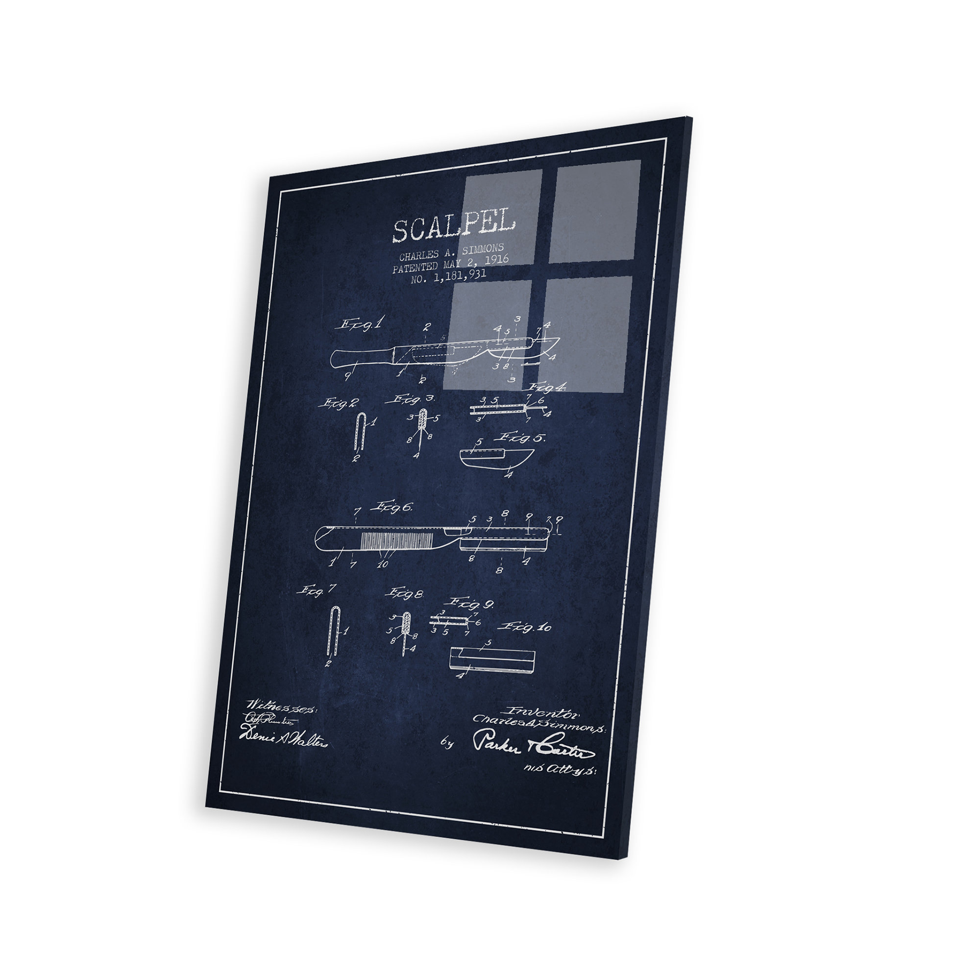 Williston Forge Scalpel Navy Blue Patent Blueprint On Plastic / Acrylic ...