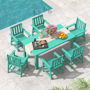 Red Barrel Studio® HDPE Dining Table and Chair Set | Durable, Weather ...