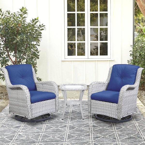Red Barrel Studio® Schutt 3 Piece Outdoor Wicker Seating Group with ...