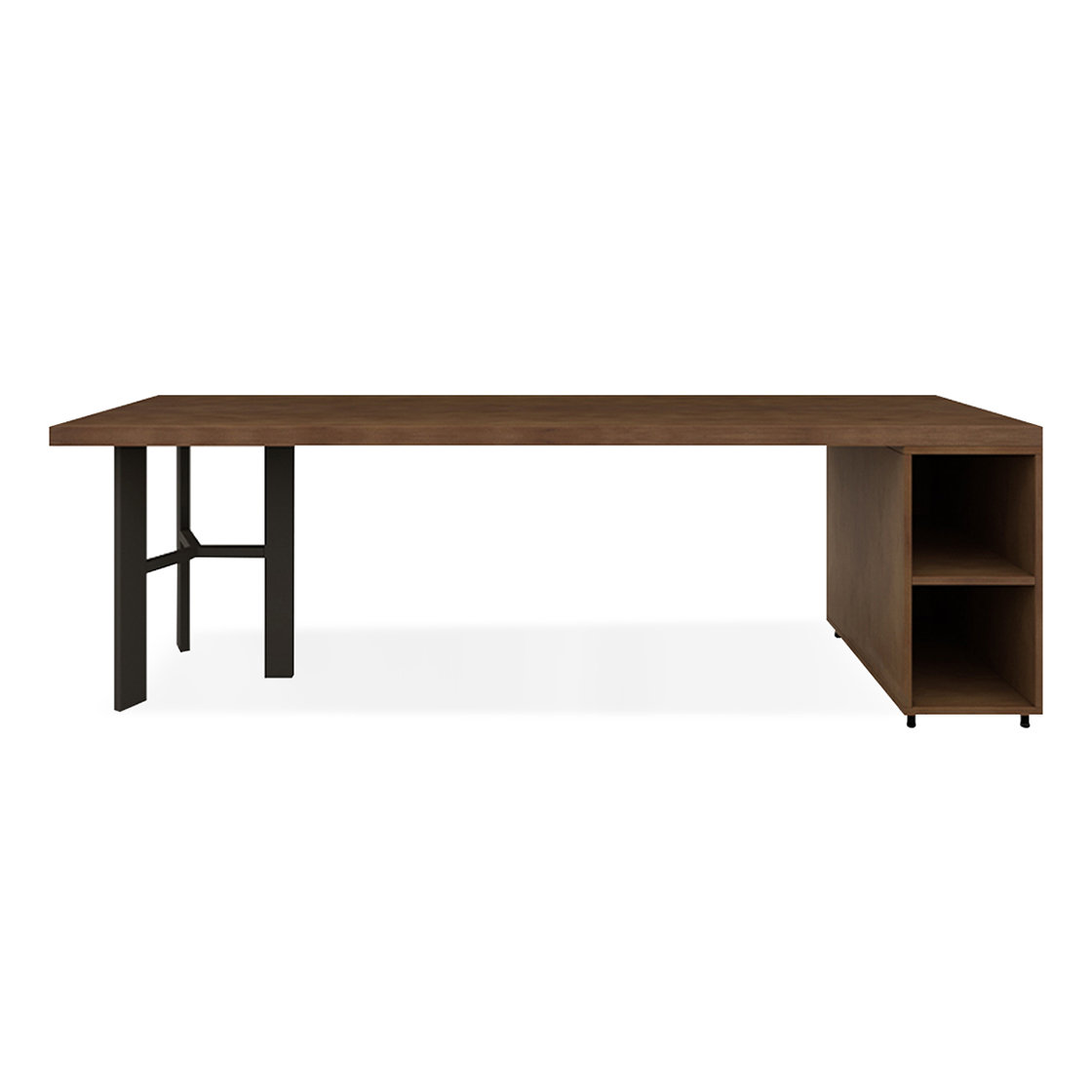 Furnire Lewi Light-walnut+Black Rectangular Solid Wood+Carbon Steel ...