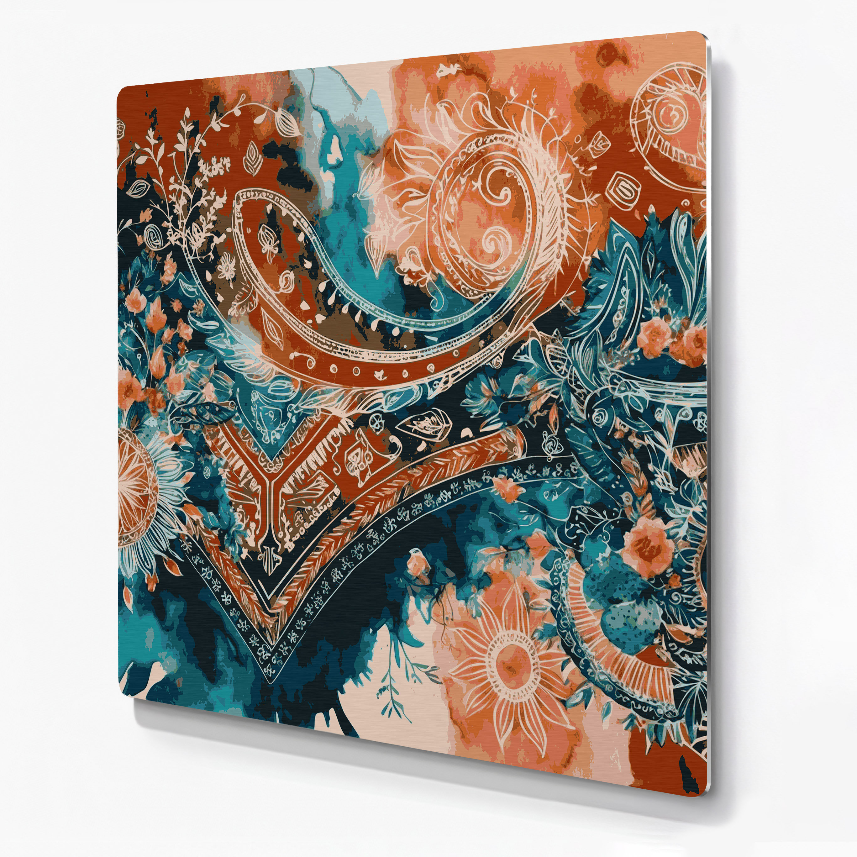 Hokku Designs Southwestern Cowboy Paisley Bandana 76 Brown Metal Wall ...