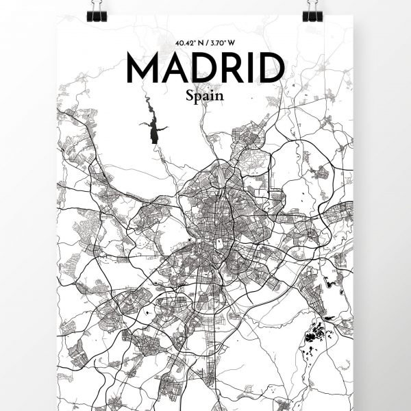 OurPoster.com 'Madrid City Map' Graphic Art Print Poster in Ink ...