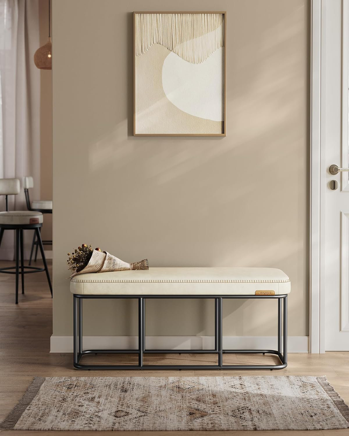 George Oliver Storage Bench For Entryway, Ottoman Bench With Steel ...