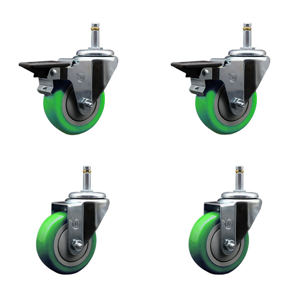 Service Caster Poly Wheel Swivel Grip Ring Stem Caster Set 2 Brakes ...