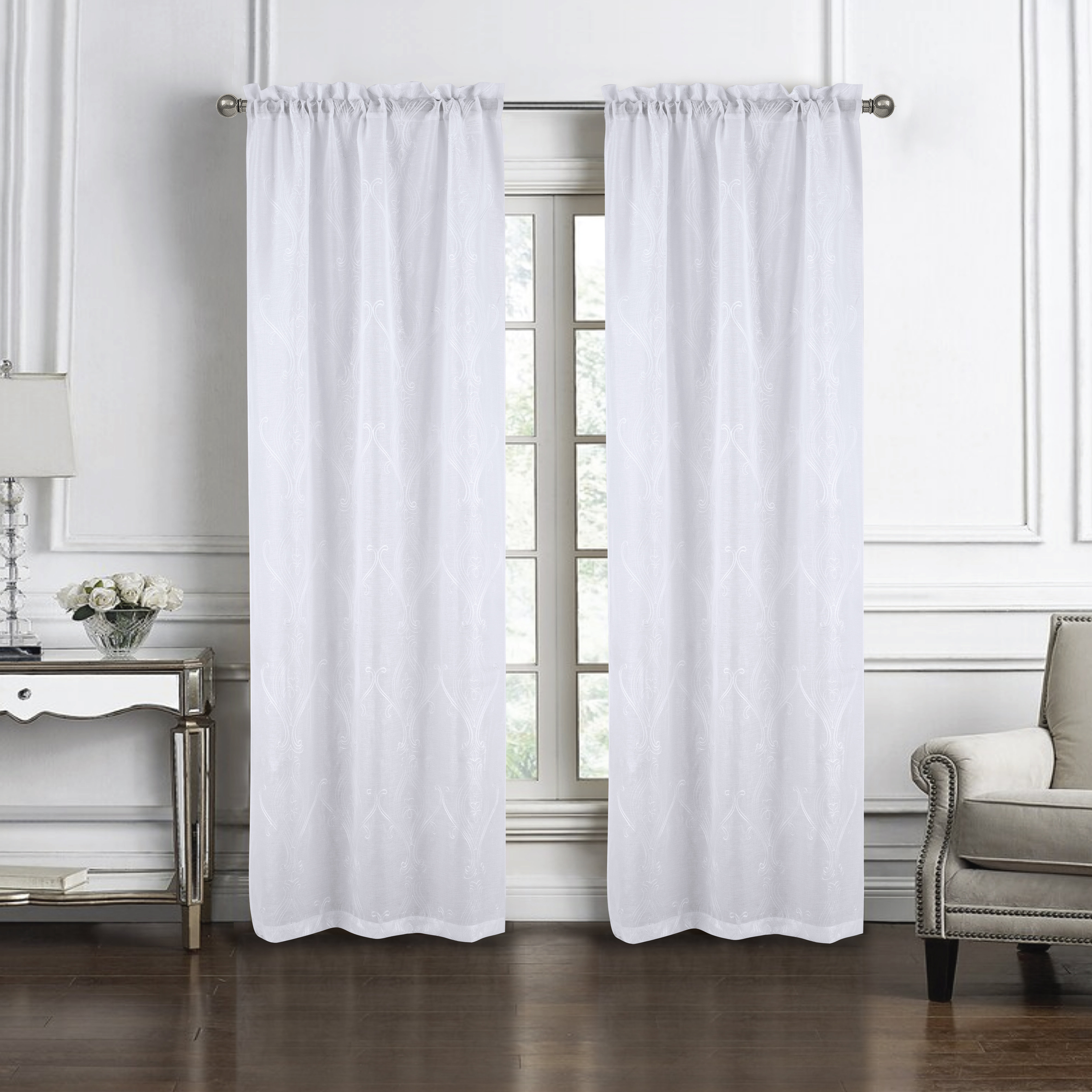 Charlton Home® Danelys Embroidered Window Curtain Set | Wayfair