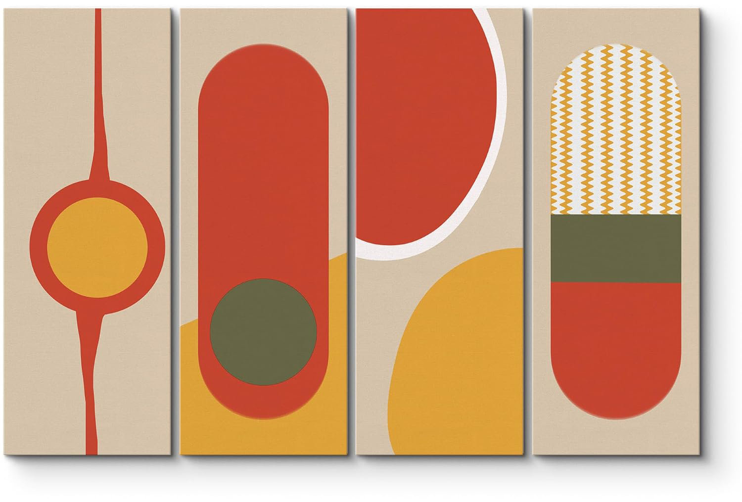 IDEA4WALL Mid Century Shape Mid-Century Retro Shape Polygon Collage On ...