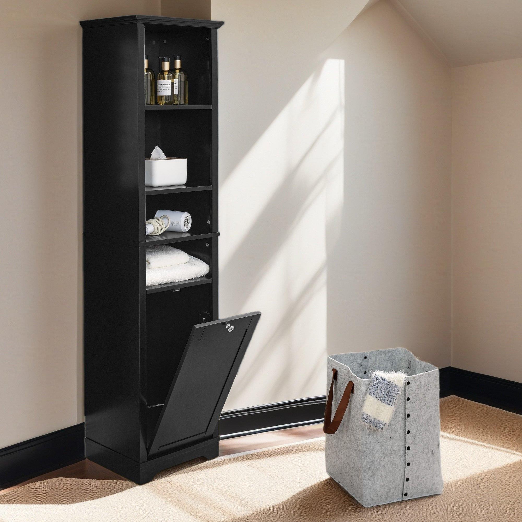 Red Barrel Studio 64" Tall Bathroom Storage Cabinet For Small Space ...