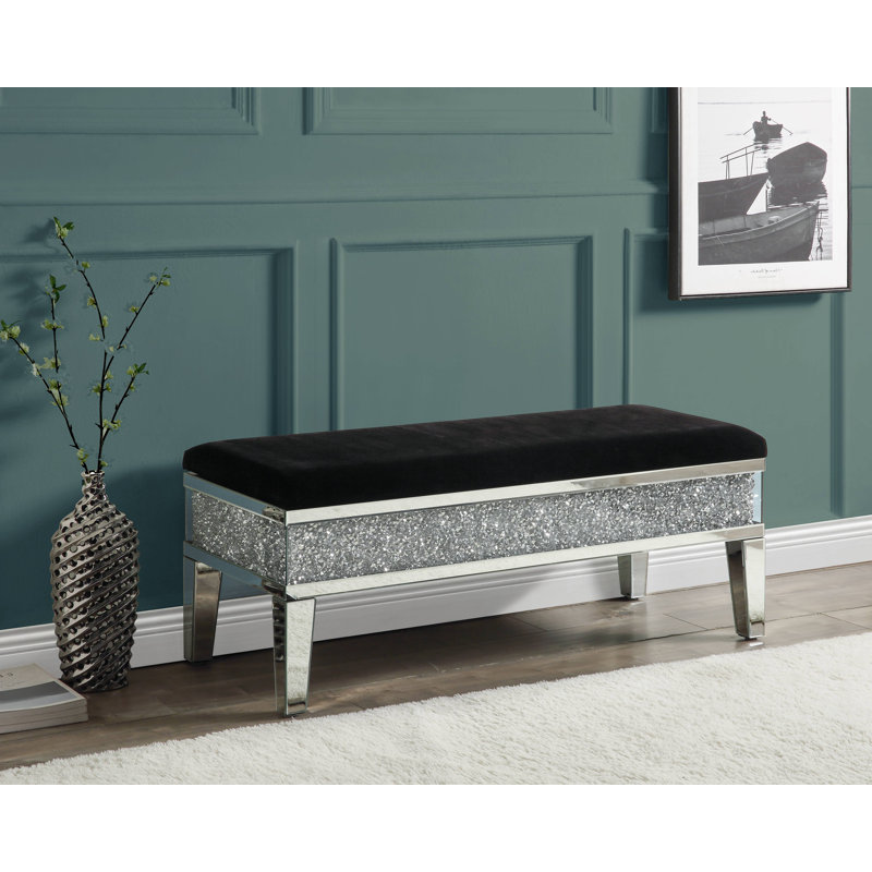 Everly Quinn Antaja Faux Leather Upholstered Storage Bench in Black and ...