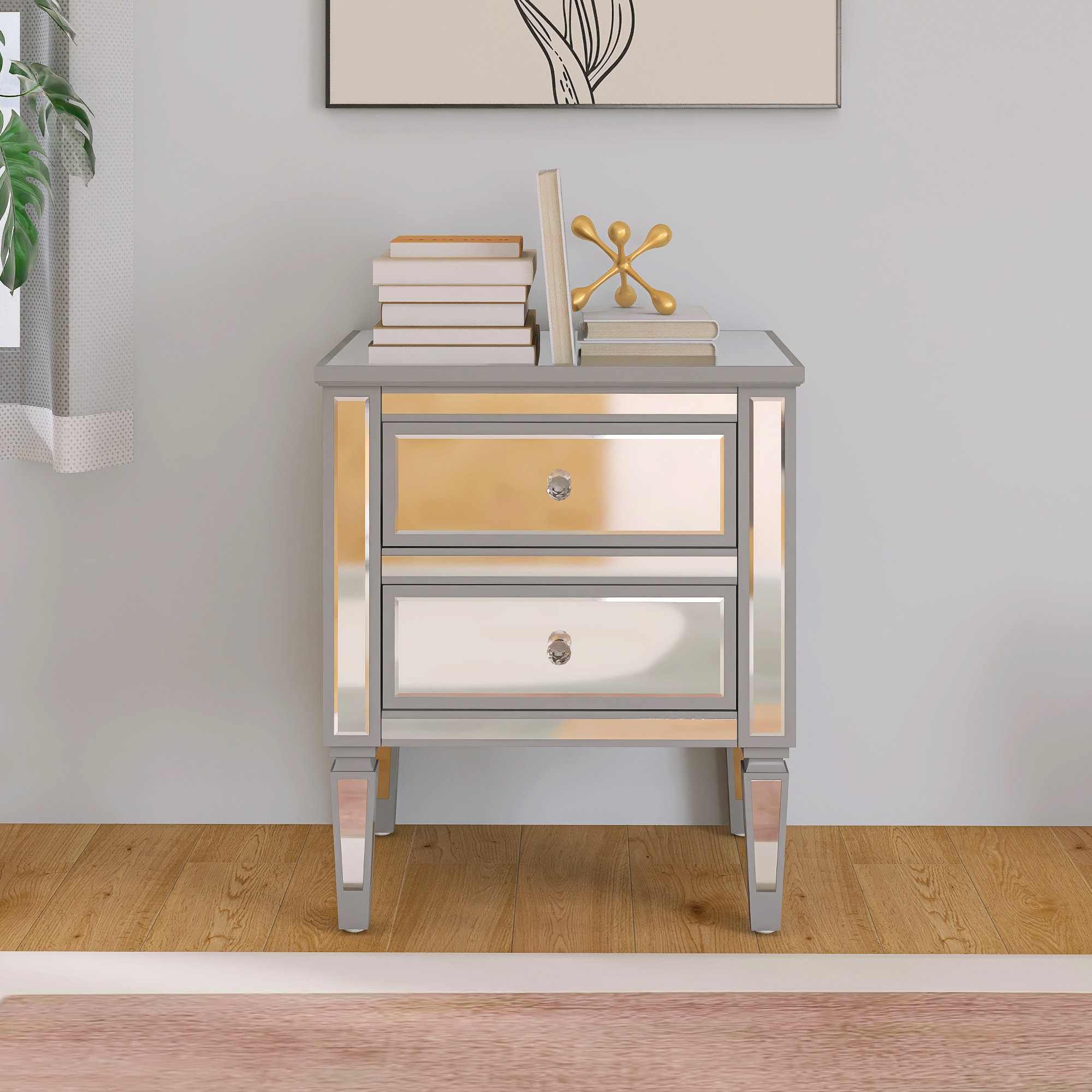 House of Hampton® Keyaun Glass Nightstand | Wayfair