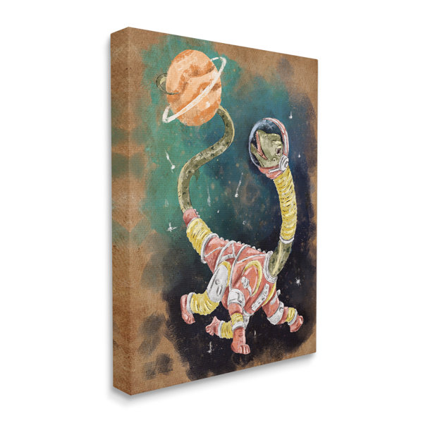 Trinx Jasye Dinosaur In Outer Space On Canvas by Nidhi Wadhwa Graphic ...
