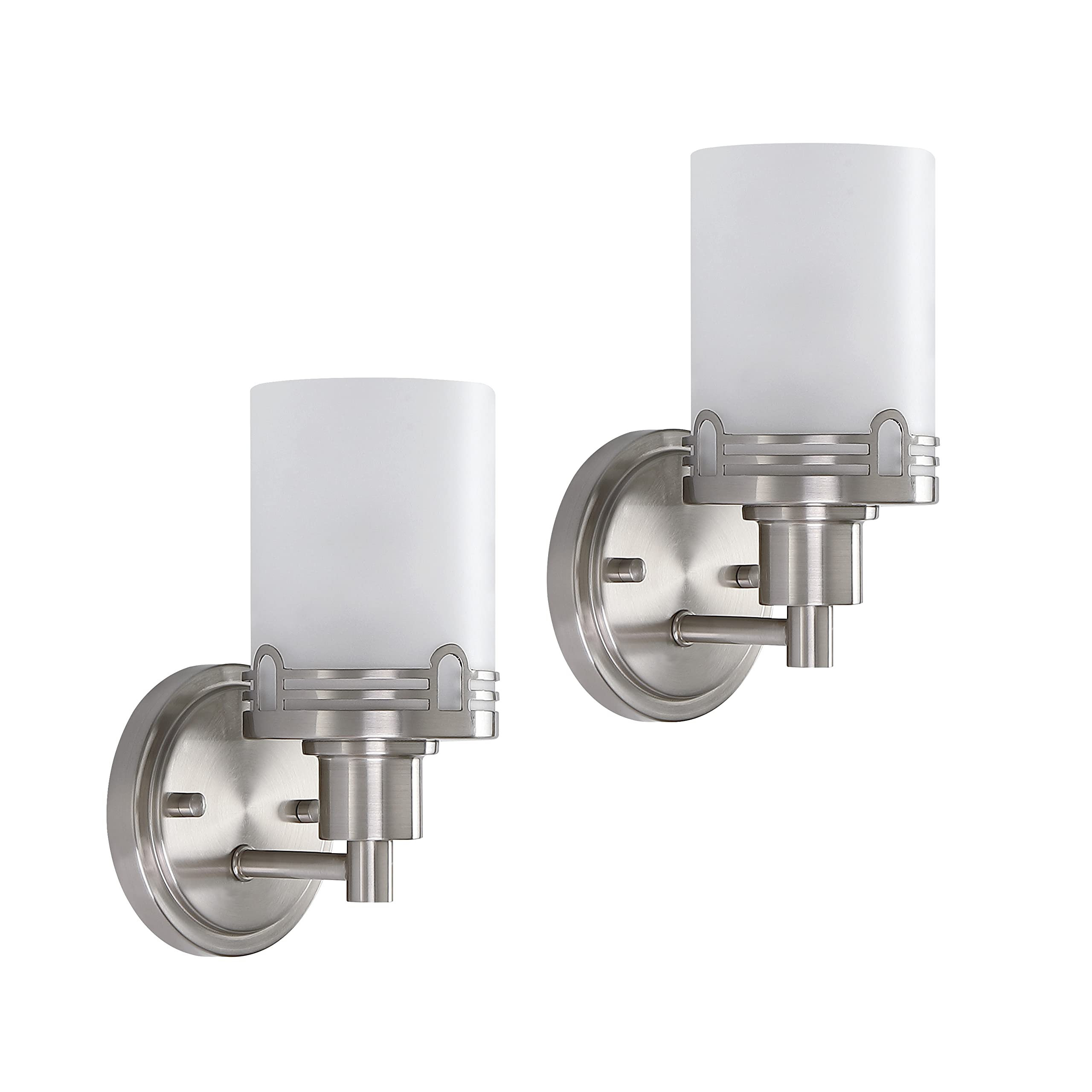 Darby Home Co Brushed Nickel 2-Pack Modern Ceiling Lights, Glass Shade ...