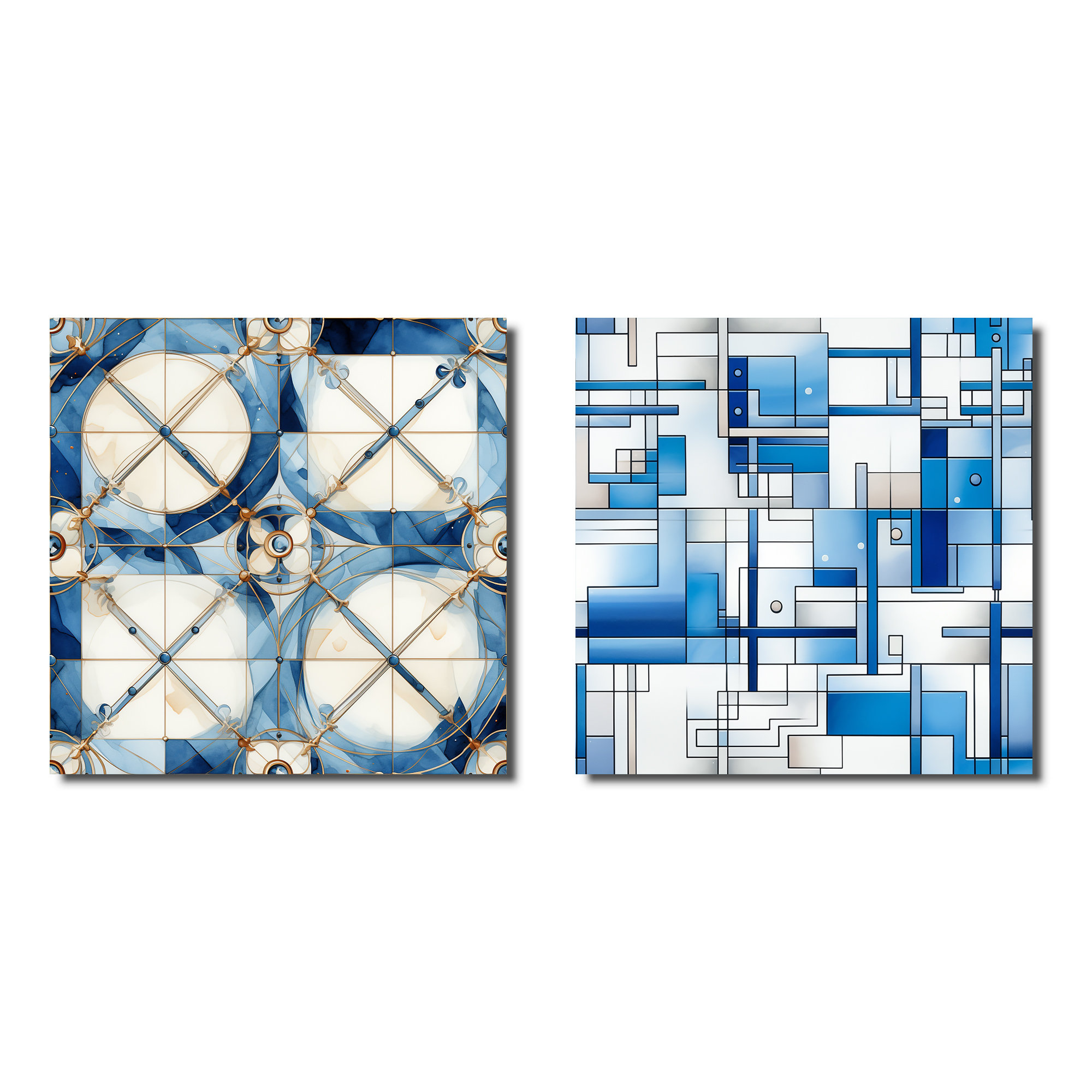 Design Art Vintage Cobalt Quadrants Geometric - Abstract Shapes Square ...