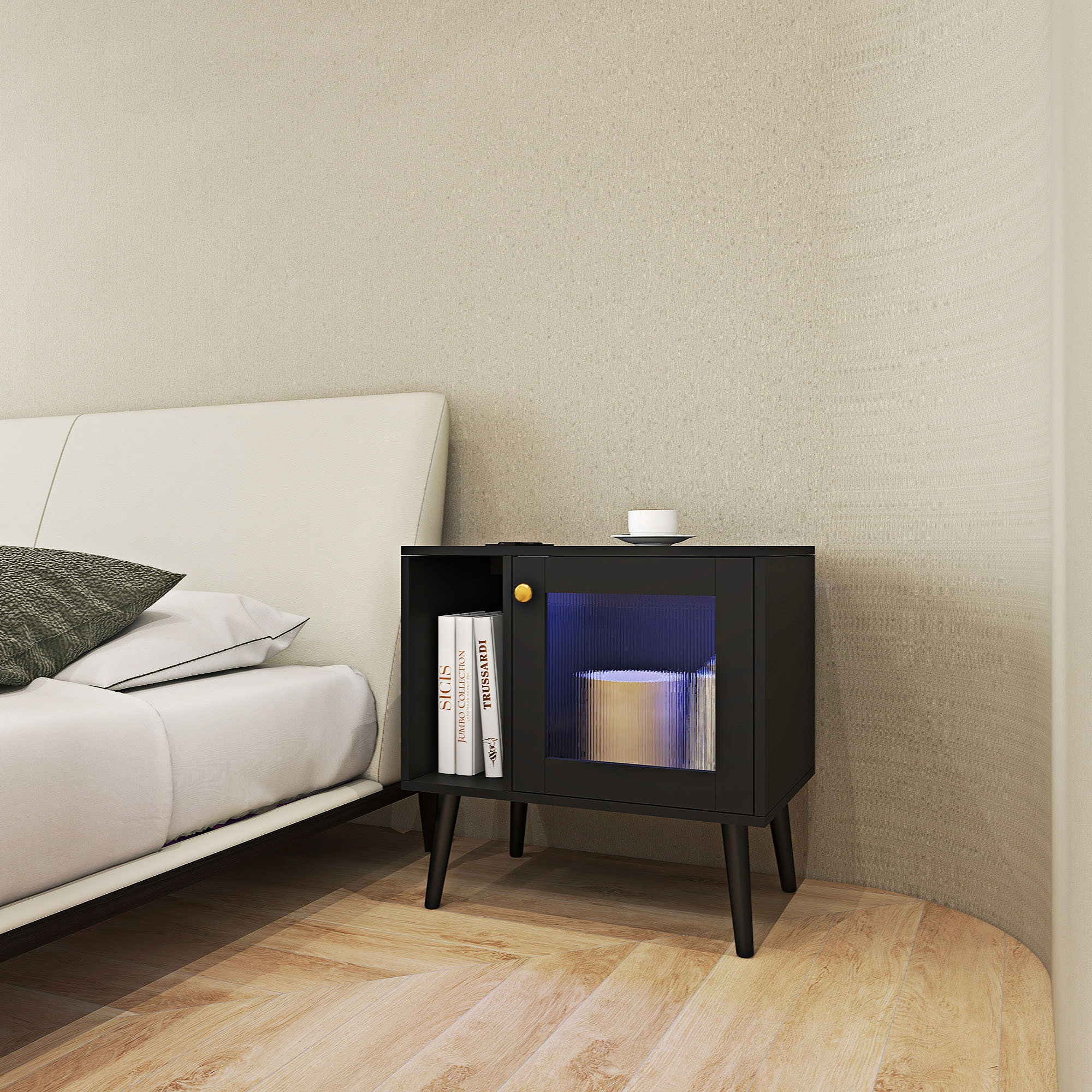 Wrought Studio™ Modern LED End Table With Charging Station | Wayfair