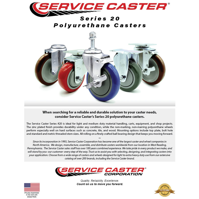 Service Caster Polyurethane Bolt Hole Caster with Total Lock Brake ...
