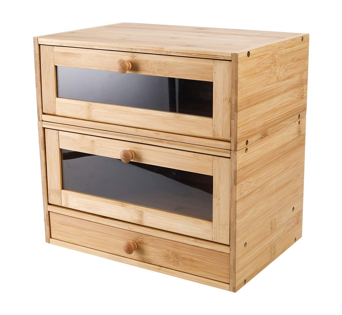 Hokku Designs Bamboo Bread Box For Kitchen Countertop Stackable 2 Layer ...