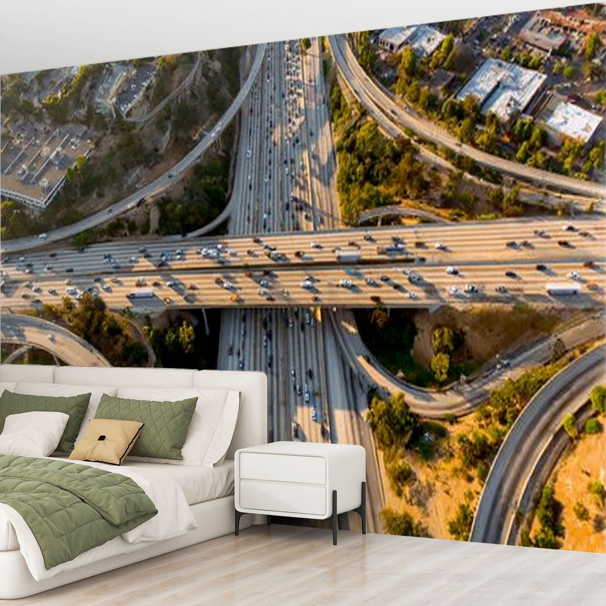 Ivy Bronx Peel and Stick Wallpaper Wall Mural Los Angeles Four Level ...