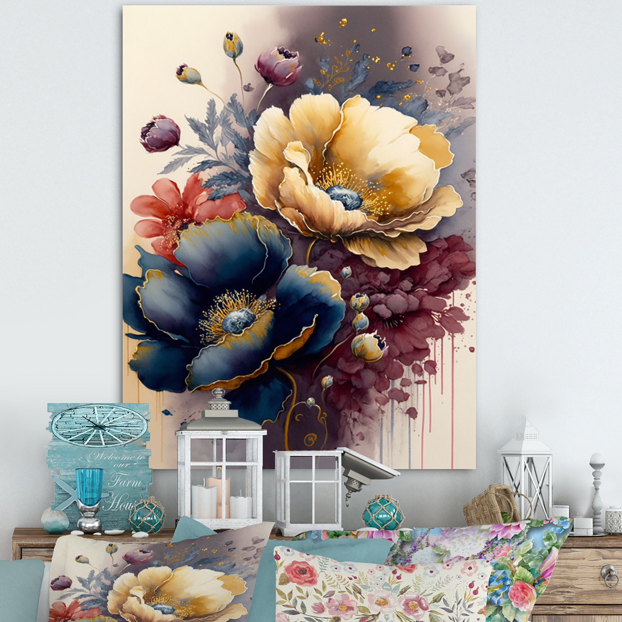 House of Hampton Night Shade Poppy Floral Design I Night Shade Poppy ...