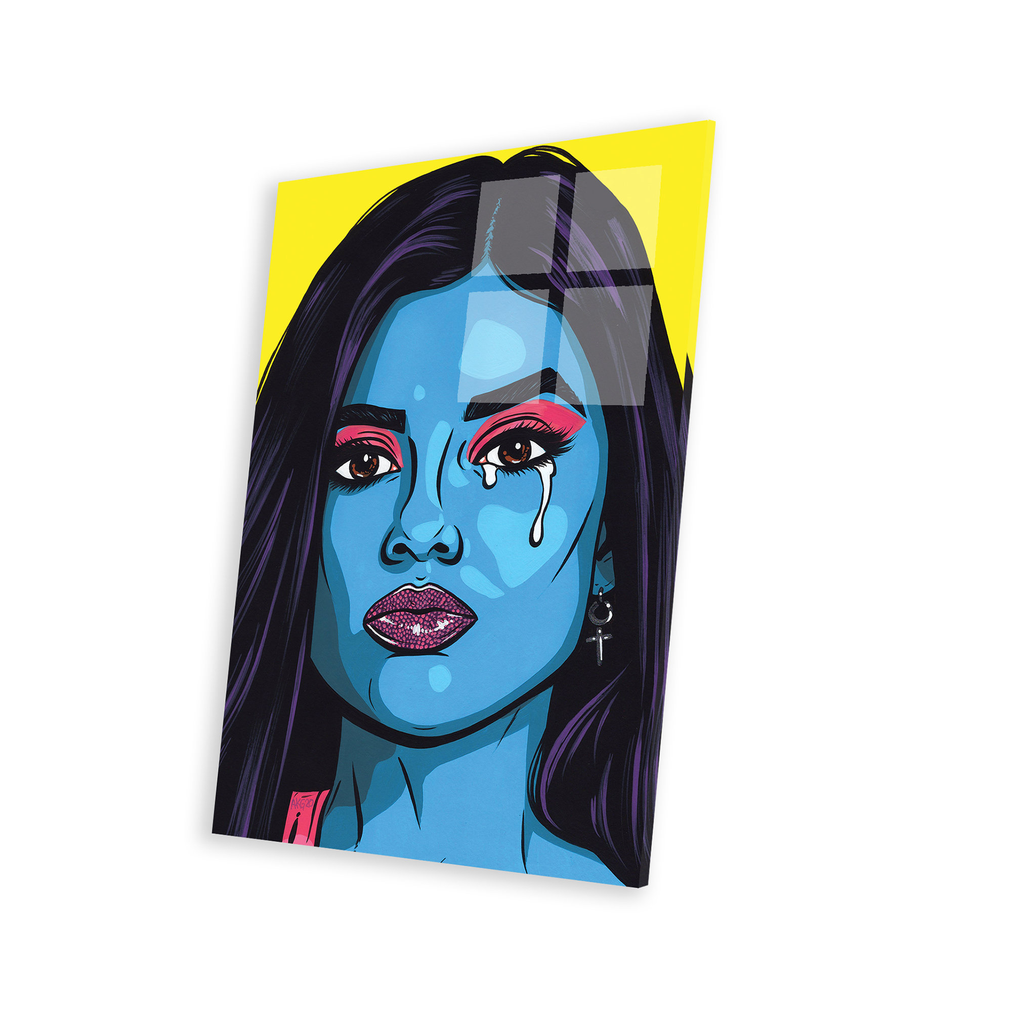 Winston Porter Blue Crying Comic Girl On Plastic / Acrylic by Allyson ...