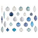 The Seasonal Aisle Set of 35 Baubles SNOWFALL Glass Blue | Wayfair.ie