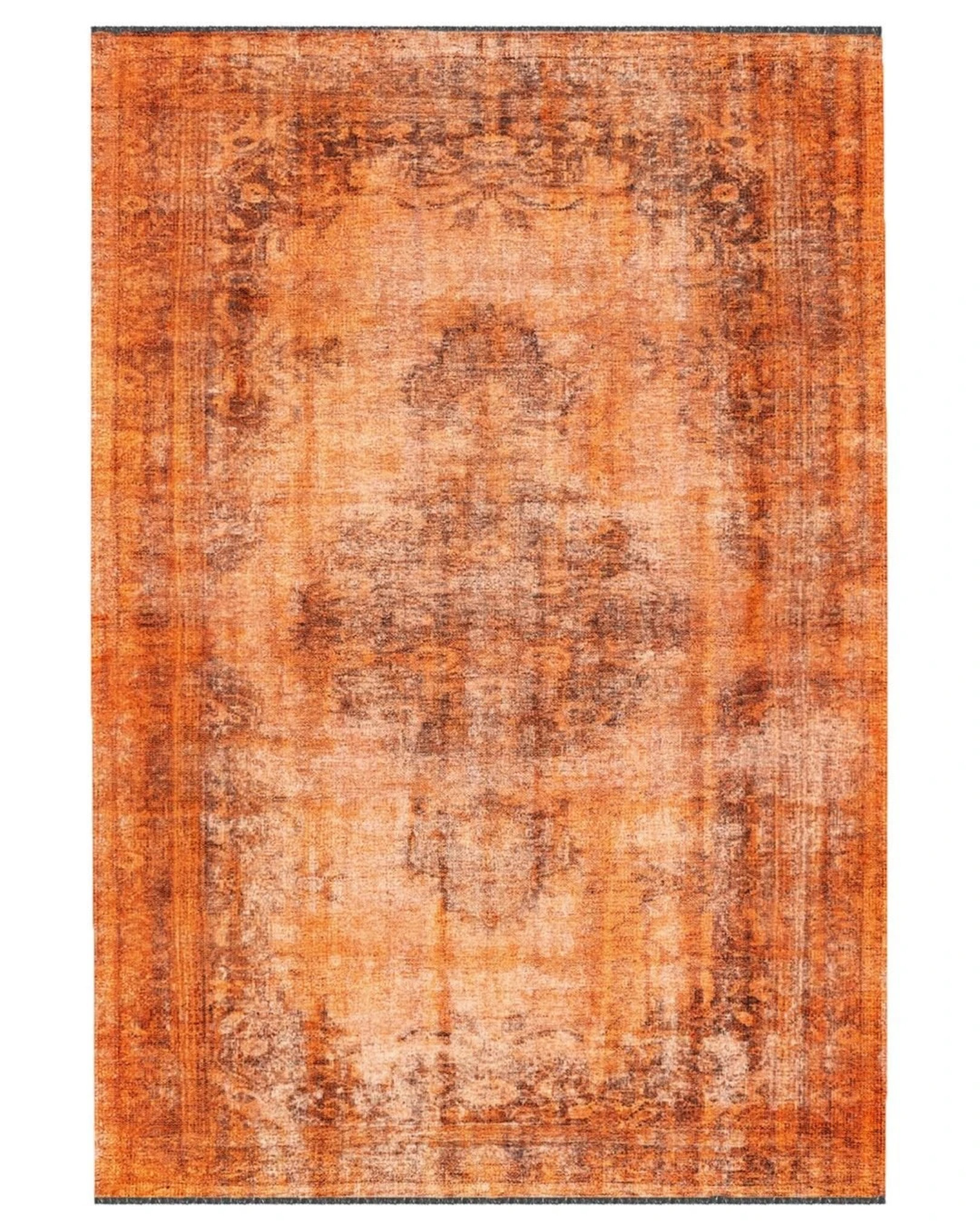 Dakota Fields Cece Oriental Orange Machine Woven Cotton Polyester Area ...