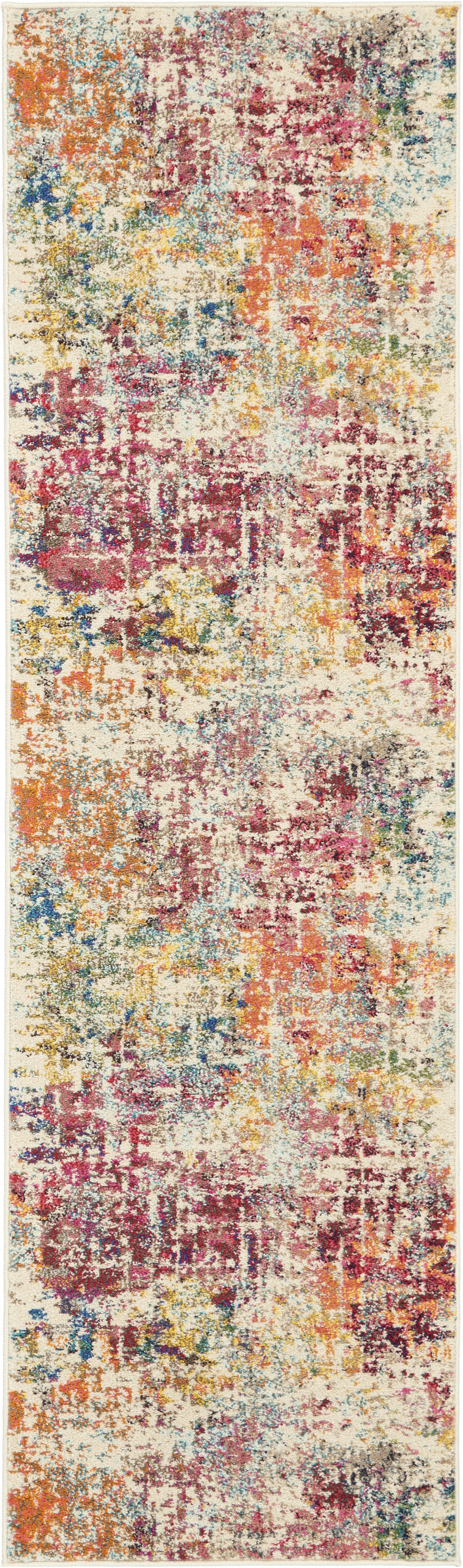 17 Stories 2' X 8' Pink Abstract Power Loom Distressed Non Skid Runner ...