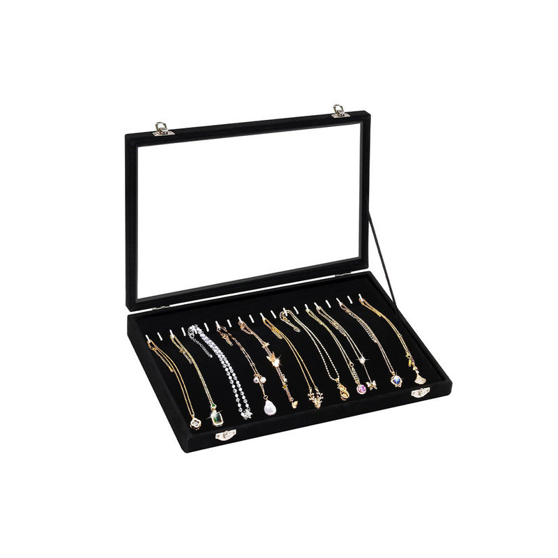 Latitude Run® Necklace Organizer Box with Clear Lid,Anti Tarnish ...