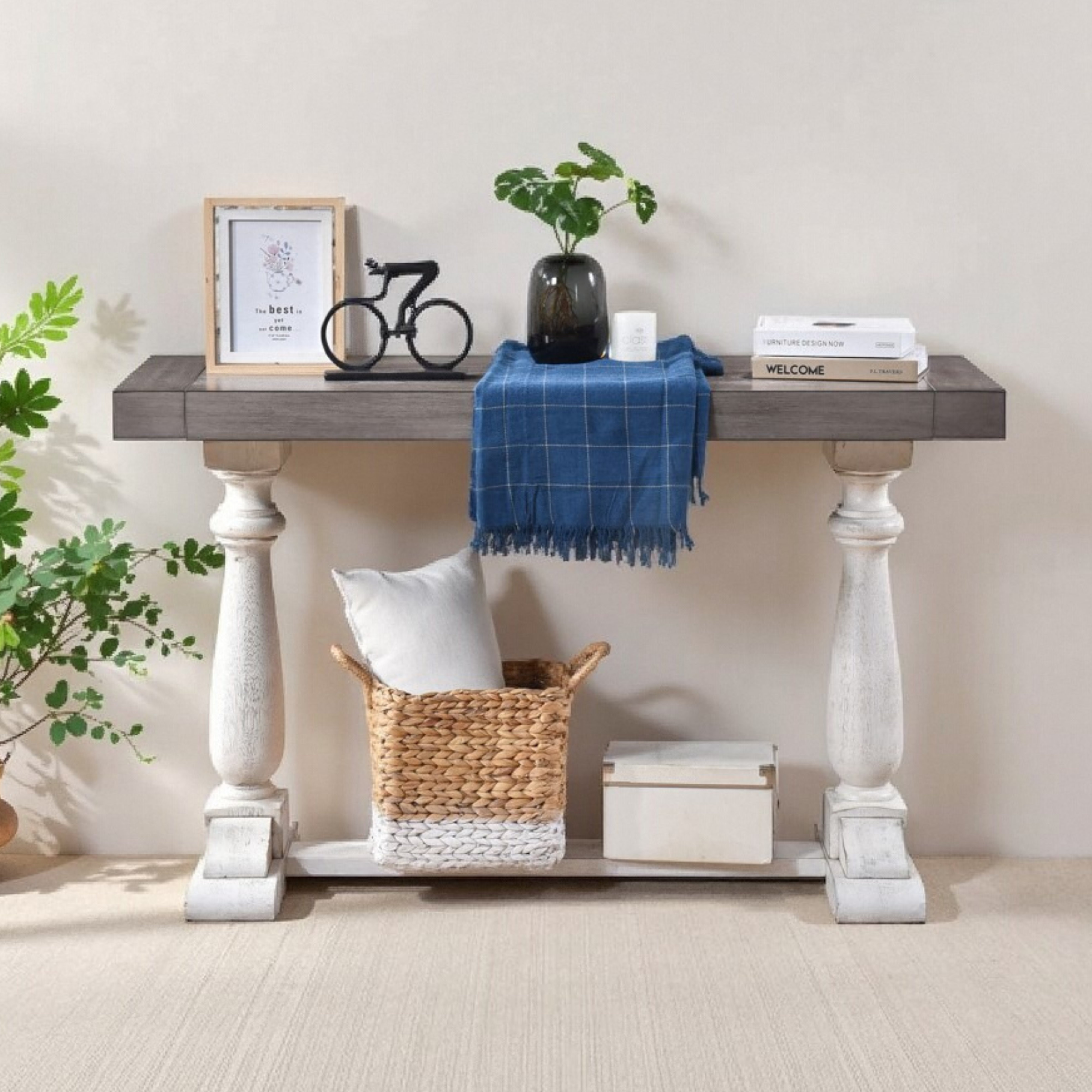 One Allium Way® Modern Farmhouse Sofa Table Antique Finishing Rustic ...
