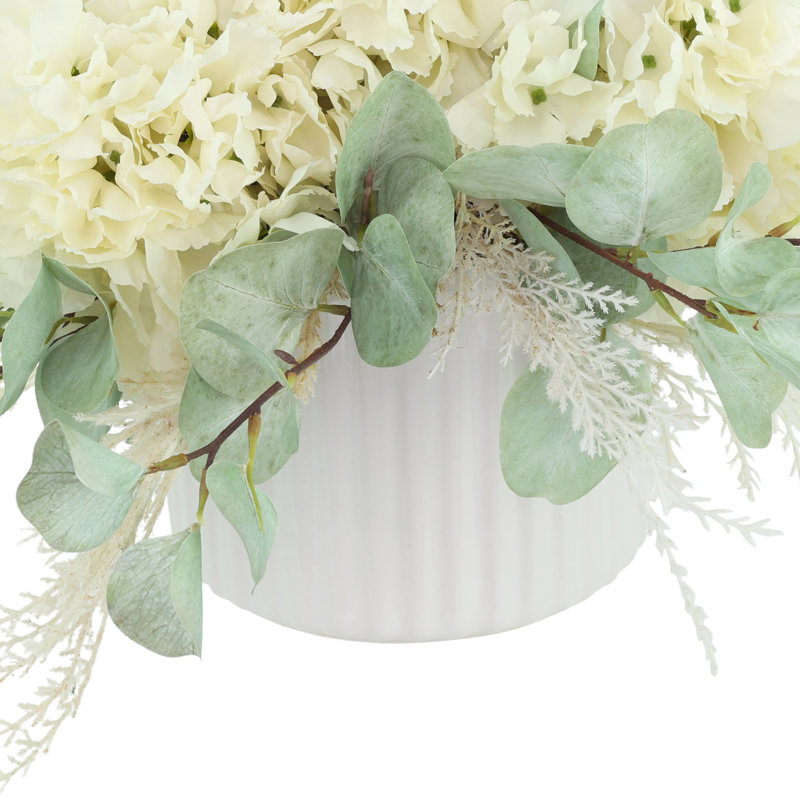 Primrue Hydrangea and Eucalyptus in Ceramic Pot | Wayfair