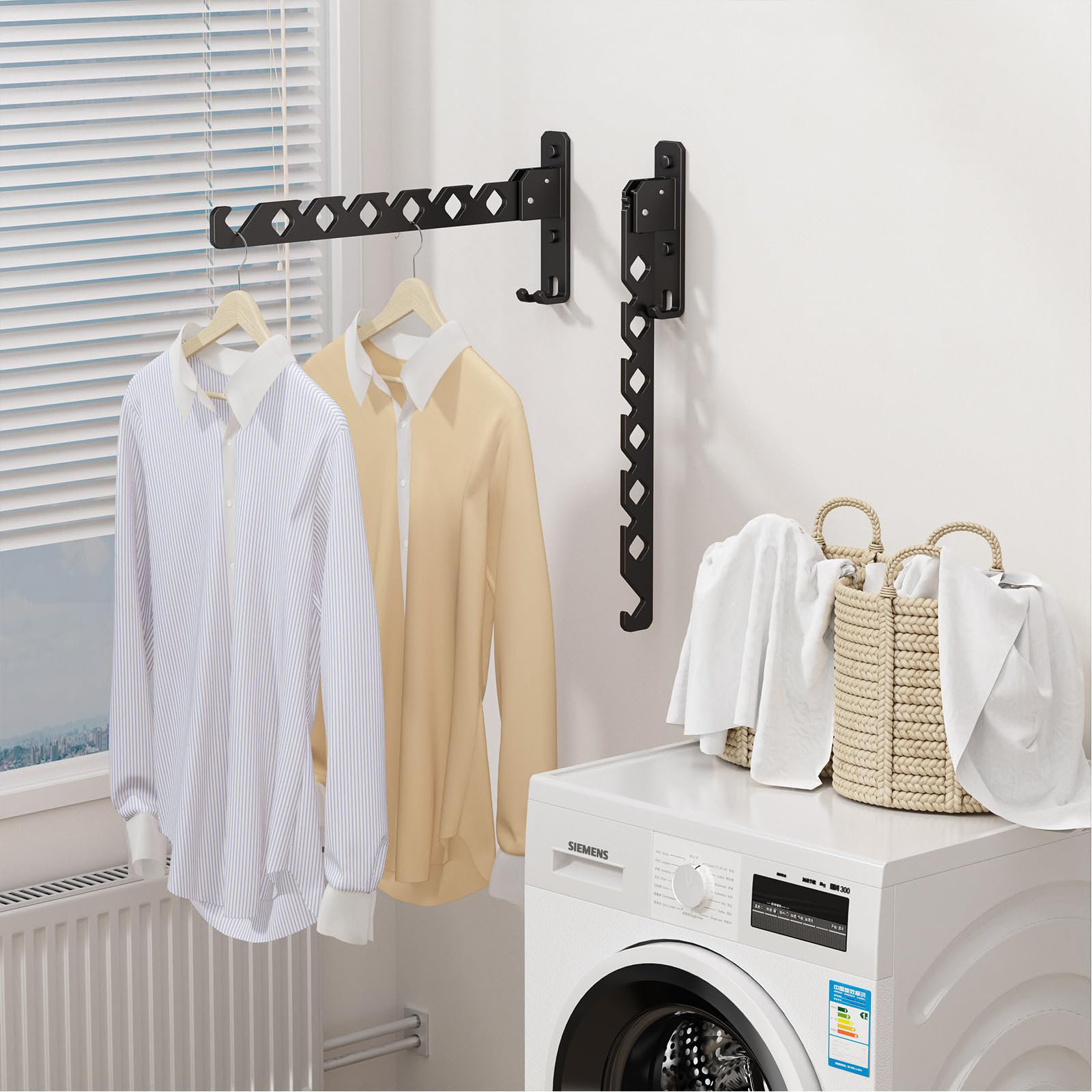 Rebrilliant Wall Mounted Drying Rack Clothing Foldable For Laundry Room ...