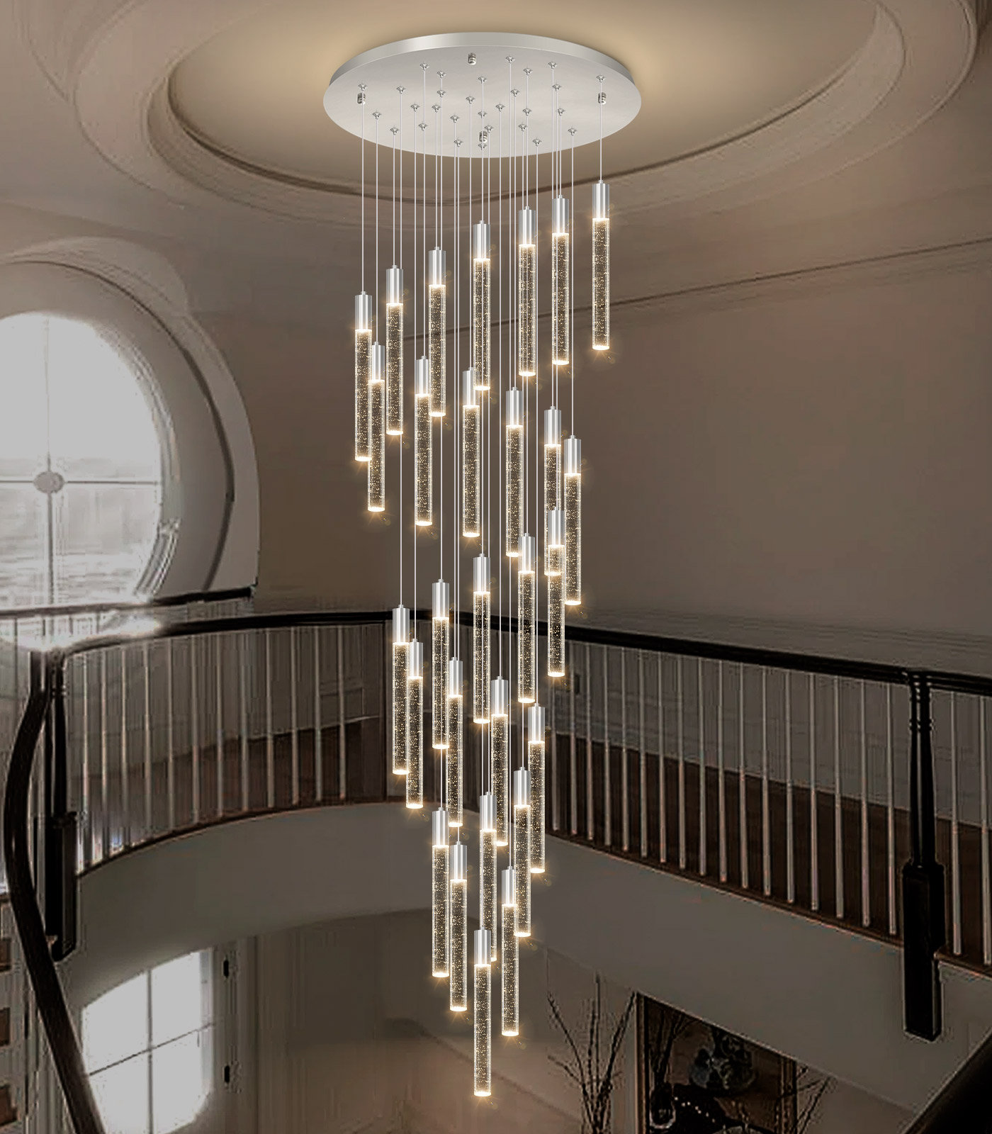 Orren Ellis 12 - Light High Ceiling Dimmable Crystal Chandelier | Wayfair