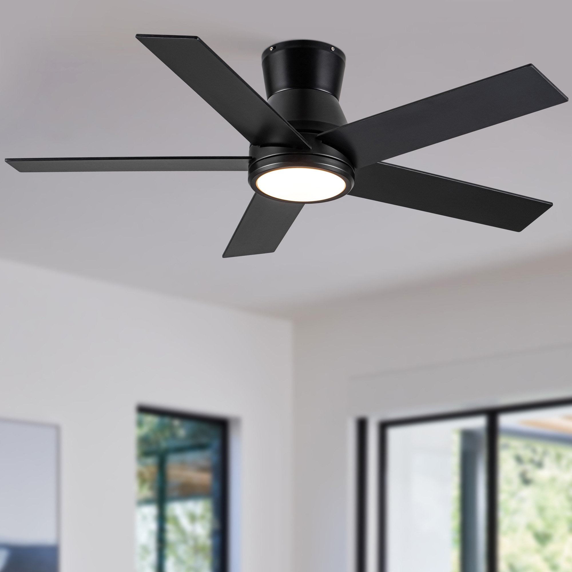 Latitude Run® 52" Black Lowe Profile Ceiling Fan with Light | Wayfair