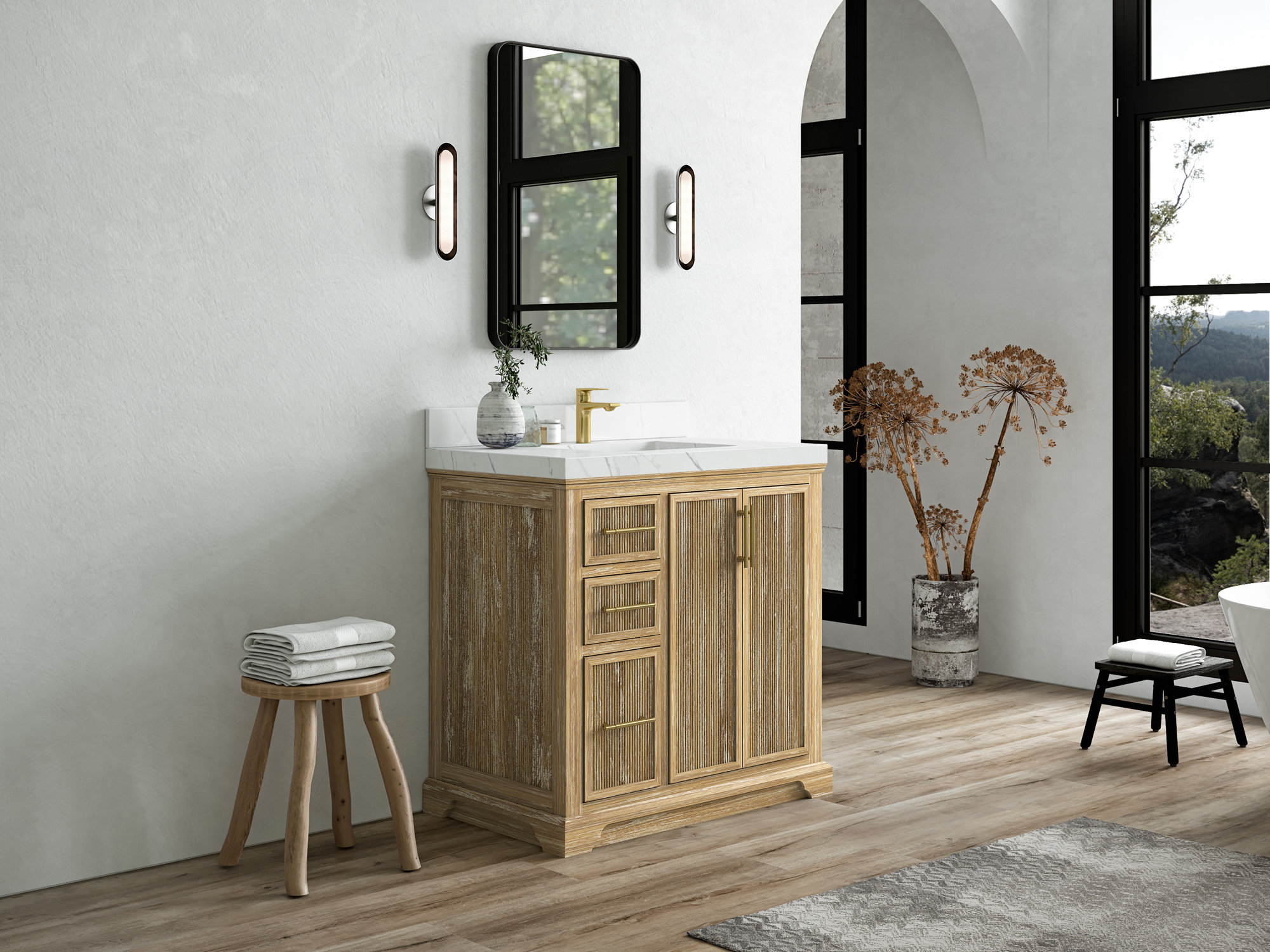 Foundry Select 36 In. W X 22 In. D Alys Bathroom Teak Vanity Centre ...