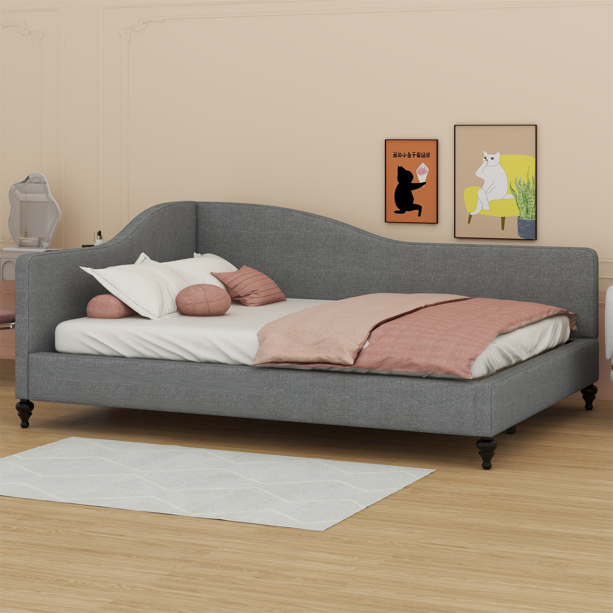 Darby Home Co L-Shaped Daybed, With Solid Wood Legs | Wayfair