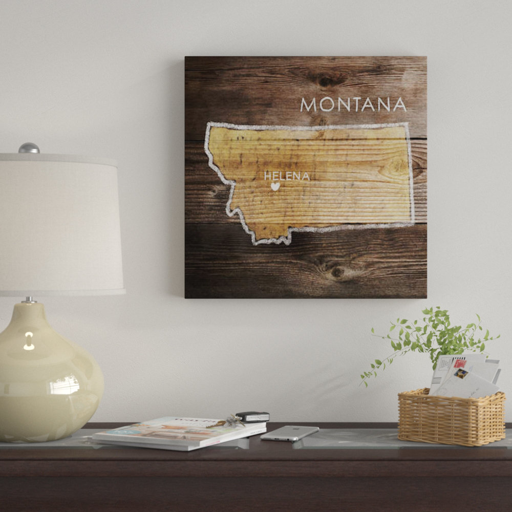 East Urban Home 'Montana Rustic Map' by PI Galerie - Graphic Art Print ...