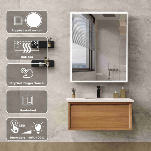Latitude Run® Jalieah Surface Mount Framless Medicine Cabinet with 3 ...