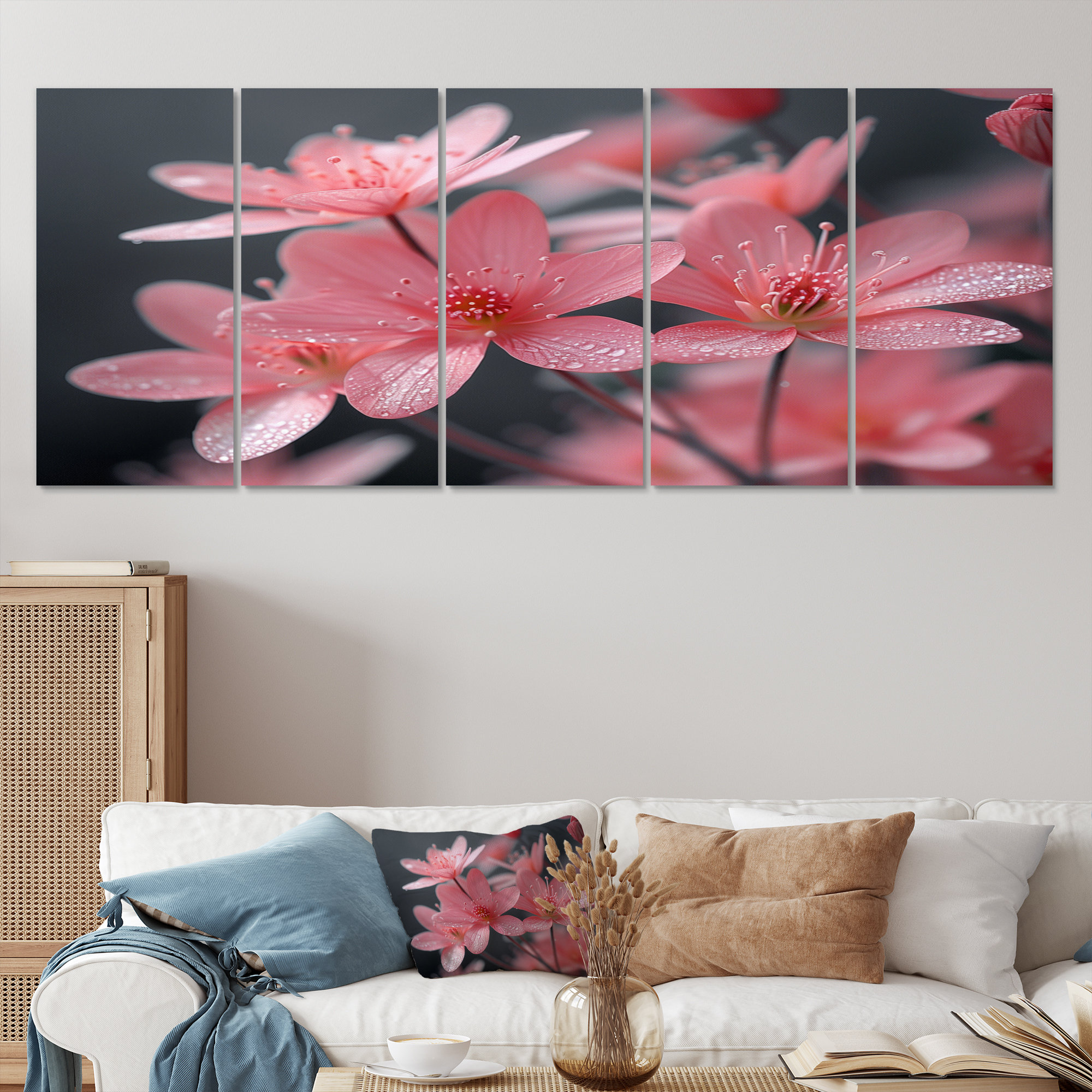 Design Art Pink Grey Garden Whimsy Cherry Blossoms - Cherry Blossom ...
