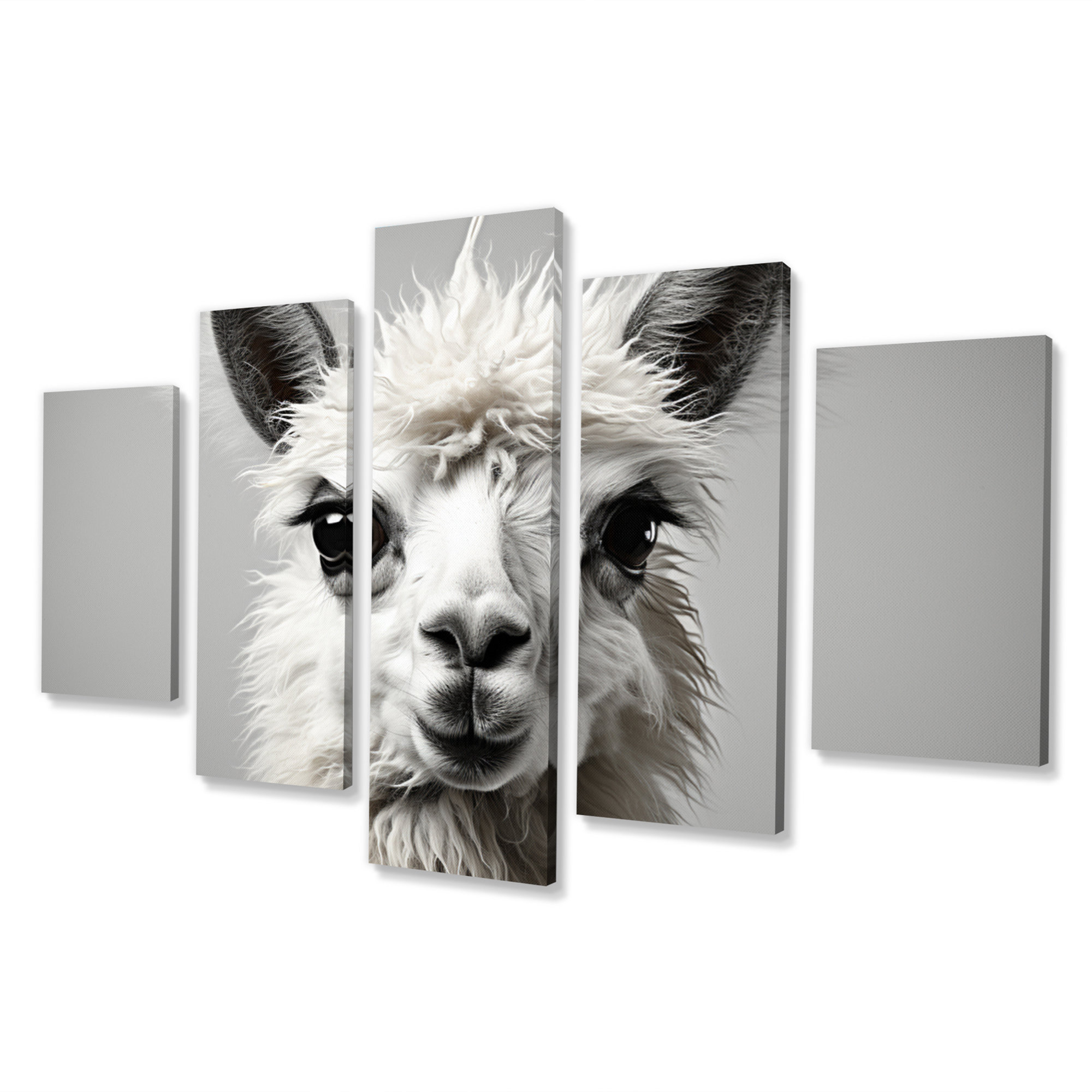 Gracie Oaks Grey Llama Gentle Llama - Animals Canvas Art Print - 5 ...