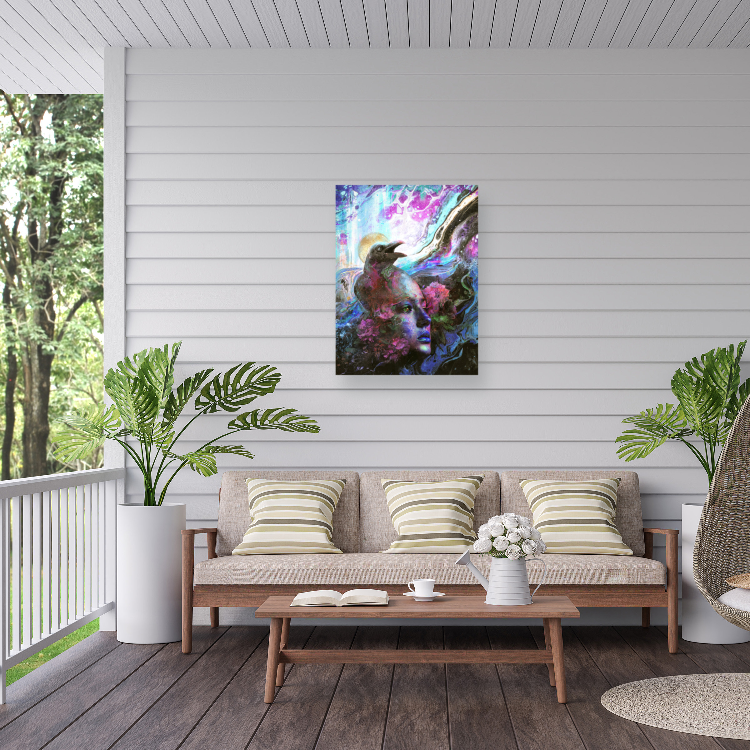 Winston Porter Barrett Biggers Raven Memories Outdoor Canvas | Wayfair