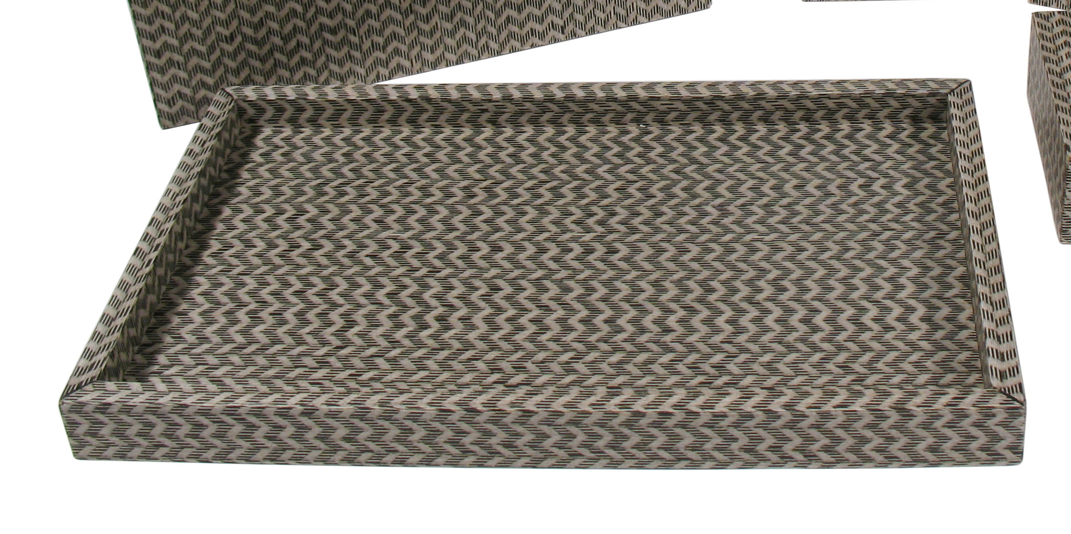 Oggetti Gray Chevron Wood Veneer Tray | Wayfair