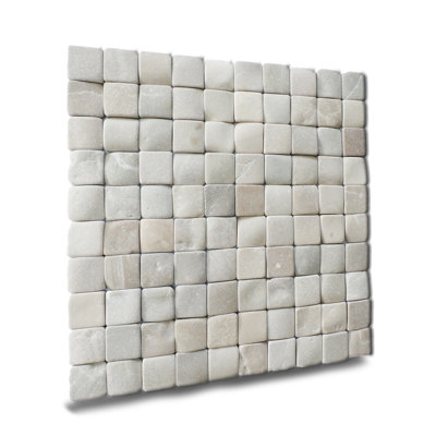 b.o.i Florida 12" x 12" Natural Stone Grid Pebble Mosaic Wall Tile ...