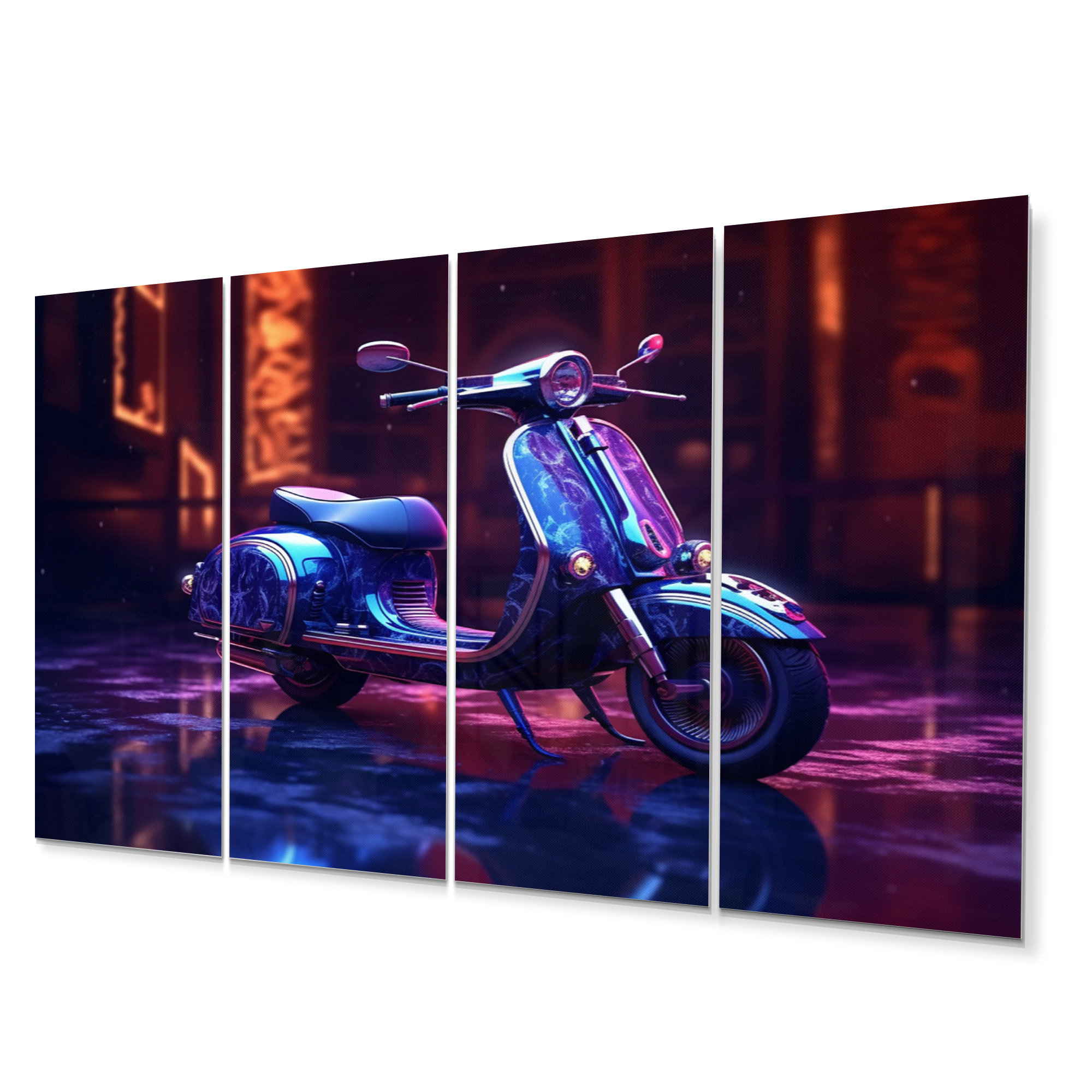 Design Art Scooter City Rides III - Scooter Metal Wall Art Set ...