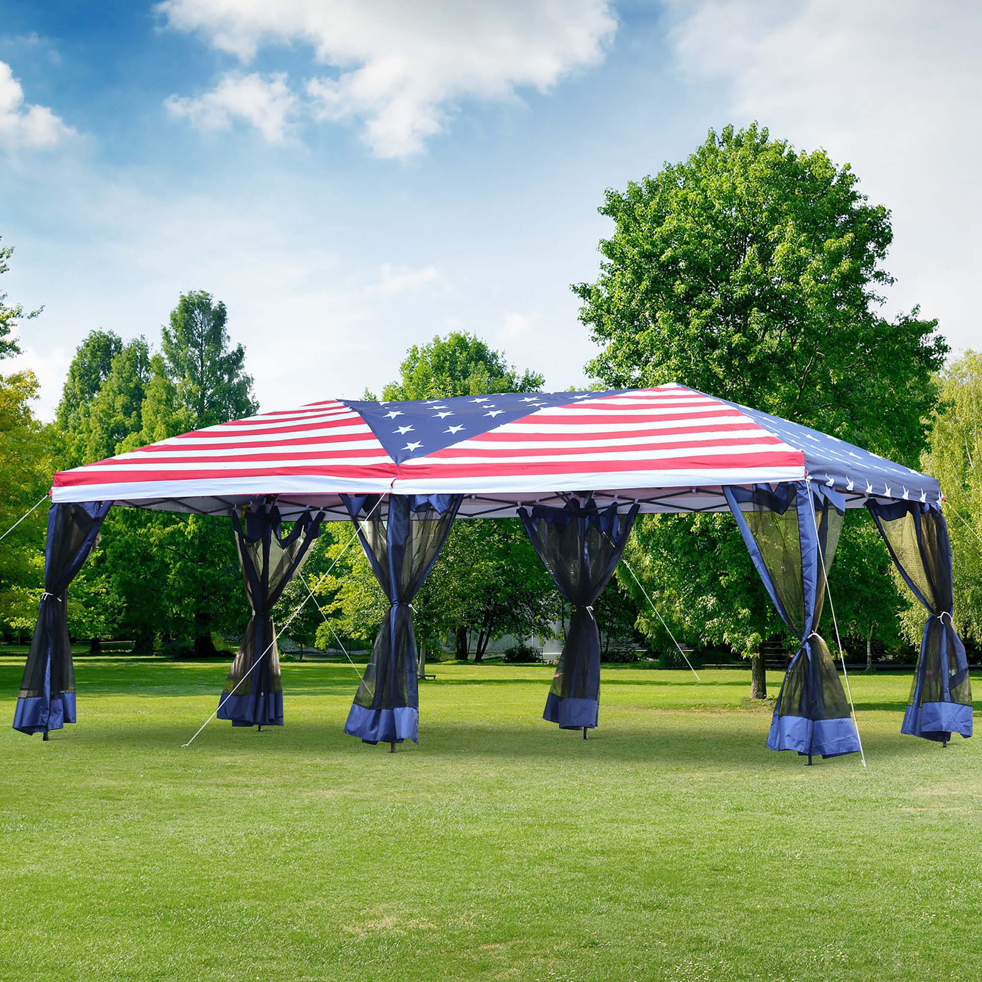 Impact Outdoor Outsunny 10' X 20' Pop Up Canopy Tent With Netting ...