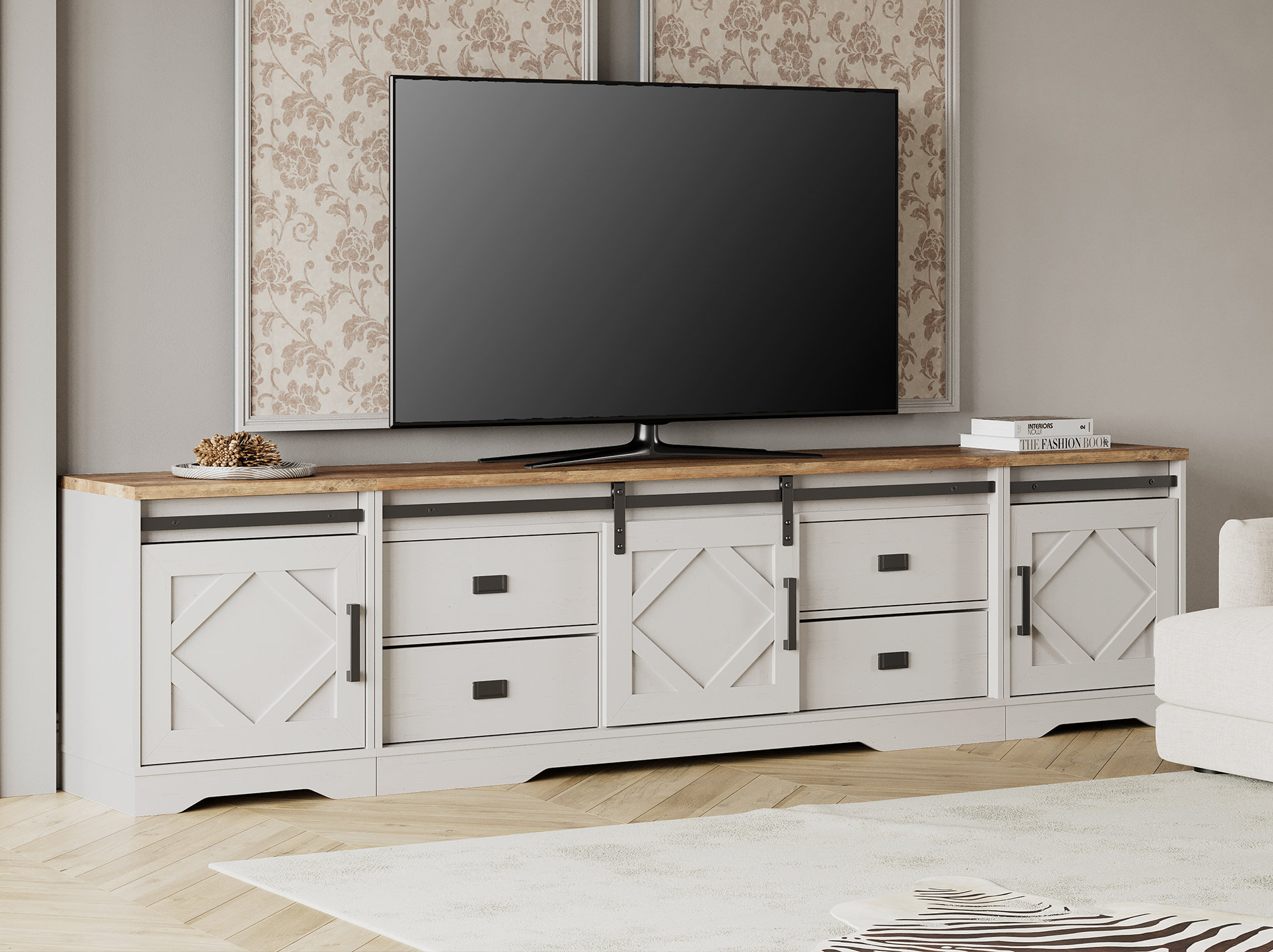 Gracie Oaks 98.4" TV Stand Entertaiment Centre For Up To 110" Tvs ...